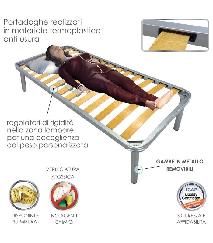 Goldflex Rete Giacinta Ortopedica Doghe In Legno Telaio Metallo